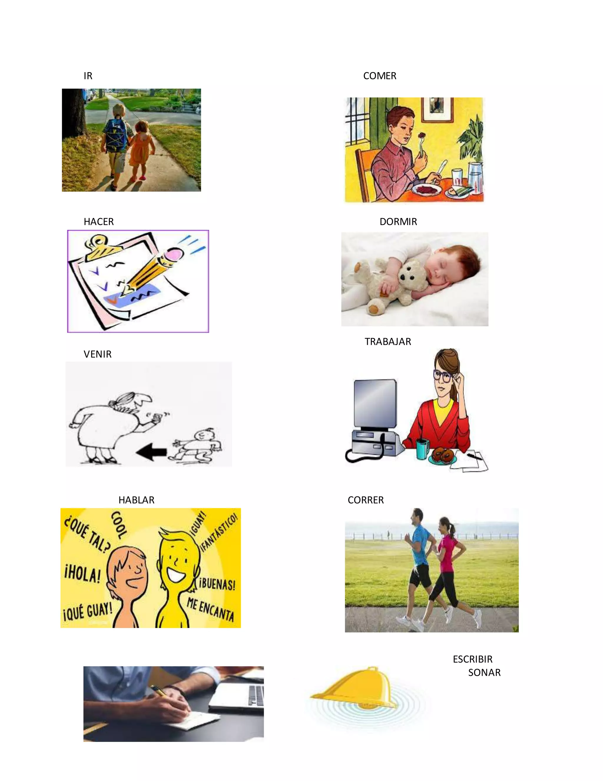 10 verbos en ingles con sus imagenes | PDF