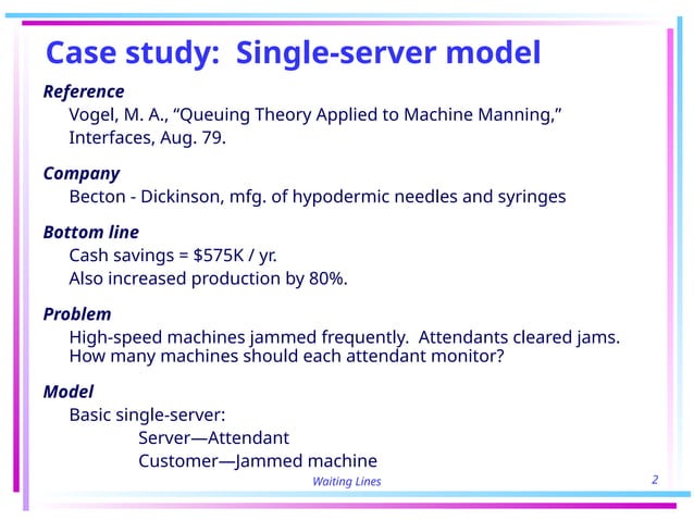 10 Waiting Lines Models in Queuing Theort | PPT