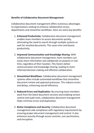 10 ways can document management systems improve collaboration and communication within a team or ...