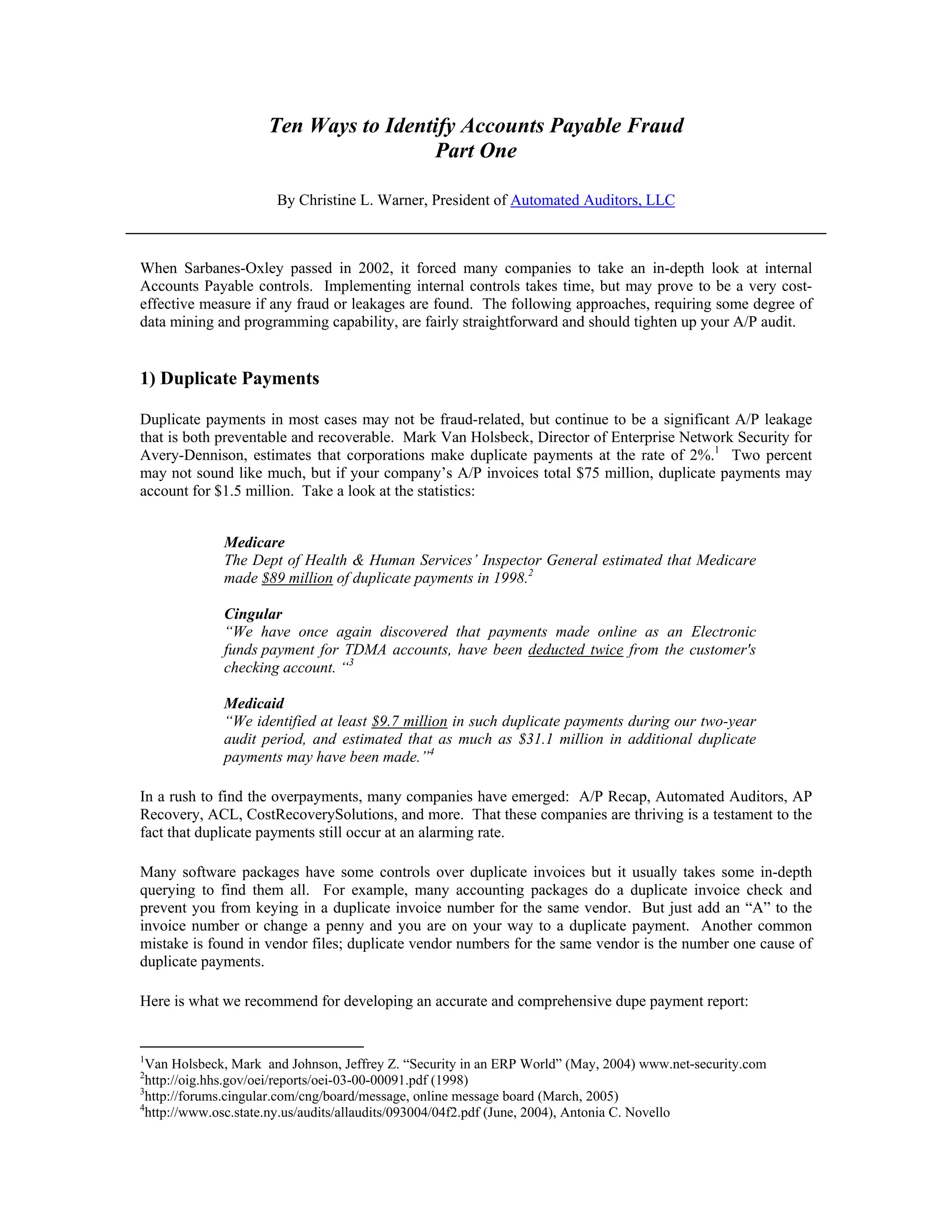 10 Ways To Identify Accounts Payable Fraud Pt1 Pdf