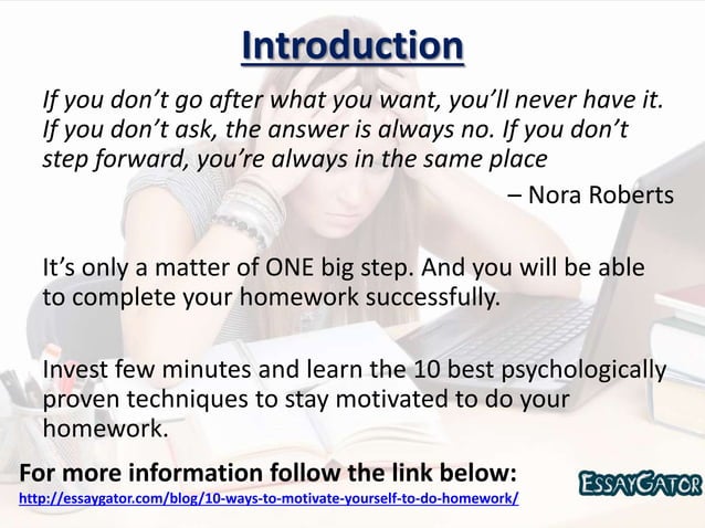 10 ways to motivate yourself to do homework | PPT