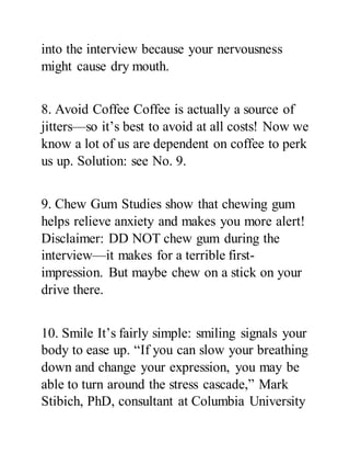 10 ways to overcome job interview nerves | DOCX