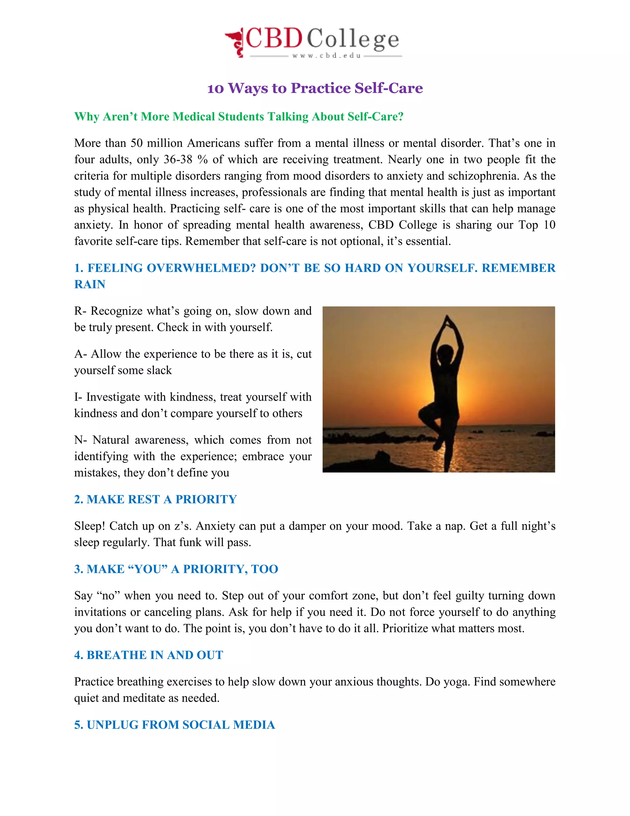 10 Ways to Practice Self-Care | PDF