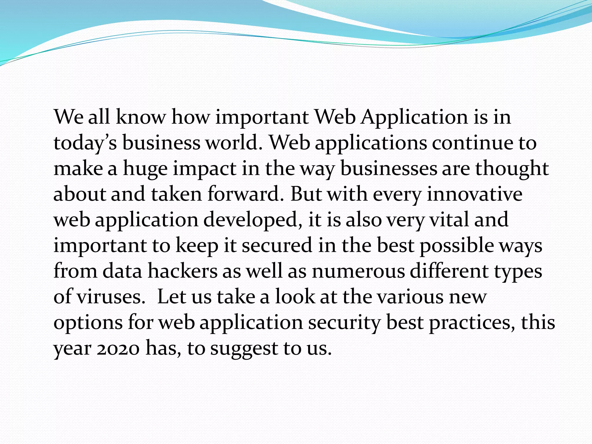 10 Web Application Security Best Practices For 2020 Ppt