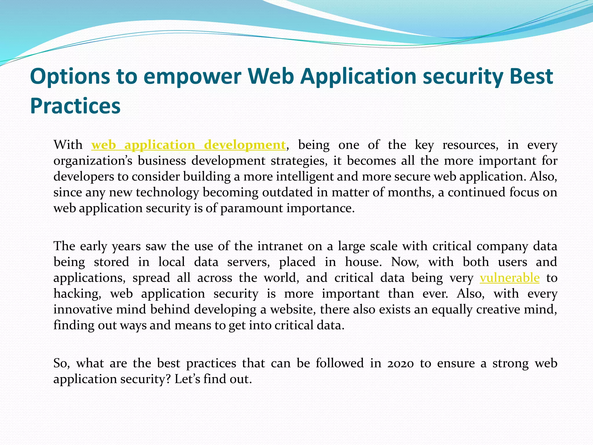 10 web application security best practices for 2020 | PPT