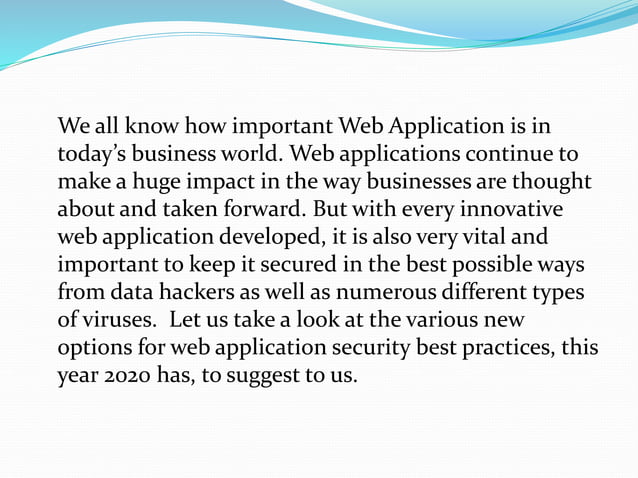 10 web application security best practices for 2020 | PPT