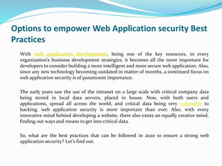 10 web application security best practices for 2020 | PPT