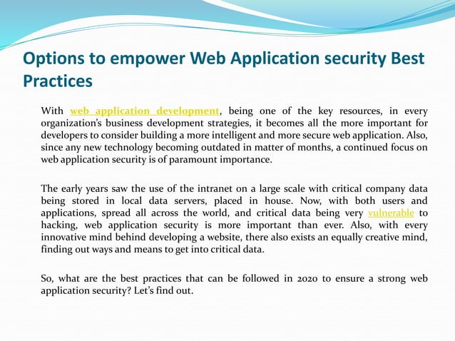 10 Web Application Security Best Practices For 2020 Ppt