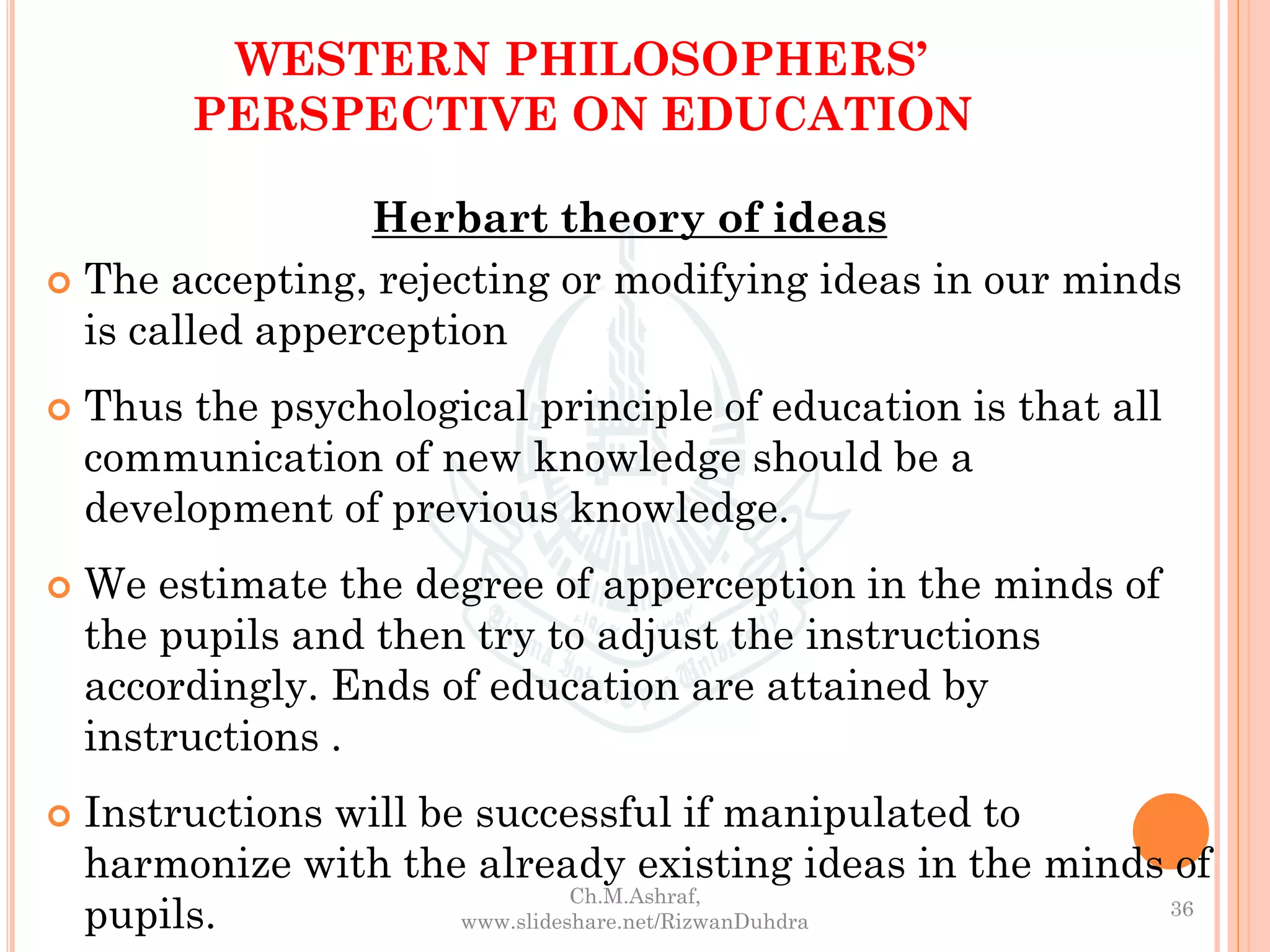WESTERN PHILOSOPHERS’ PERSPECTIVE ON EDUCATION | PDF