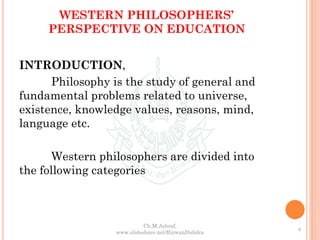 WESTERN PHILOSOPHERS’ PERSPECTIVE ON EDUCATION | PDF