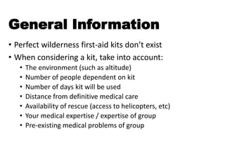 10 wfa wilderness first aid kits | PPTX