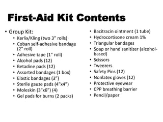 10 wfa wilderness first aid kits | PPTX | First Aid | Injuries