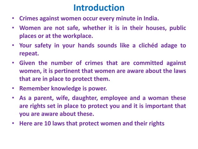 10 laws that protect women and their rights in India | PPTX