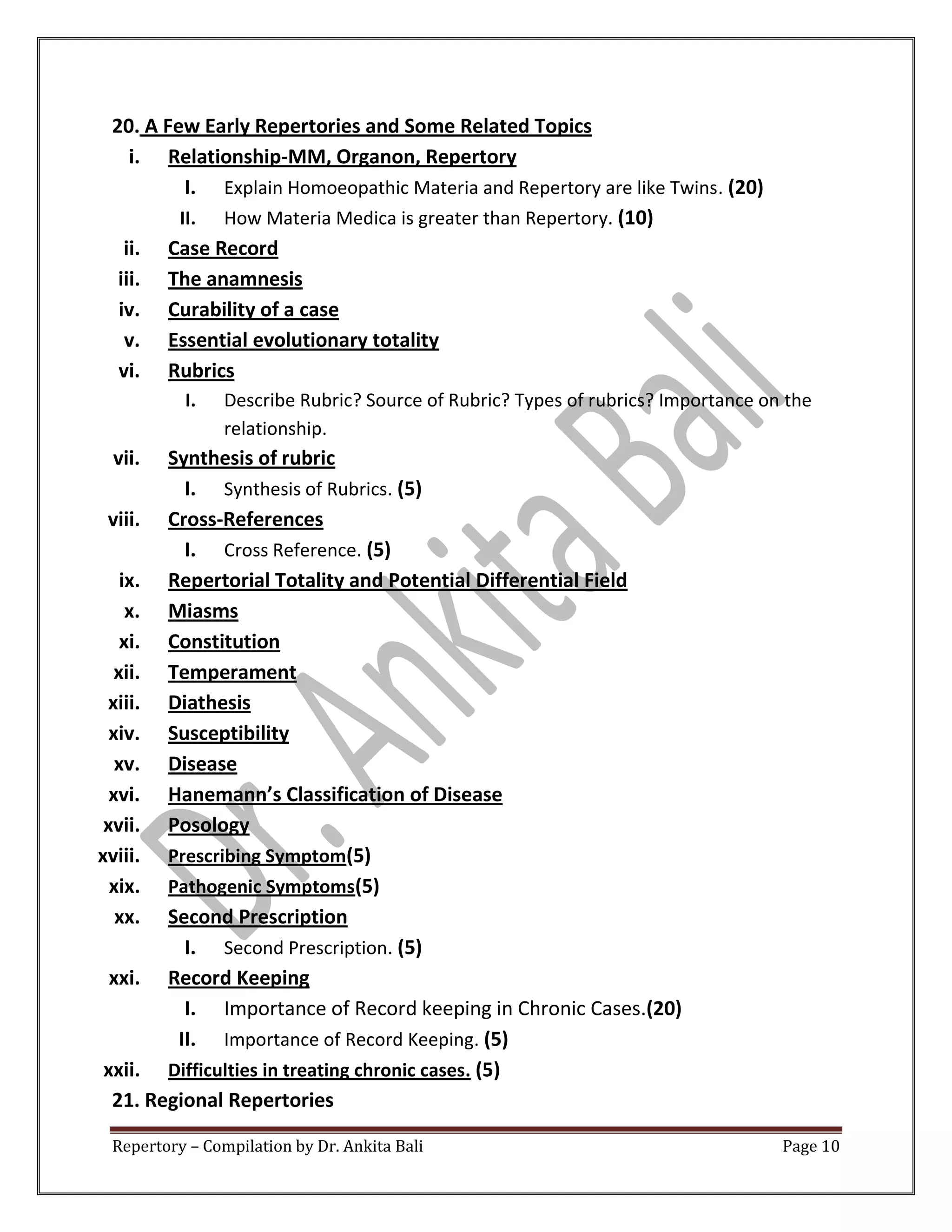 10 year papers compilation of Repertory | PDF