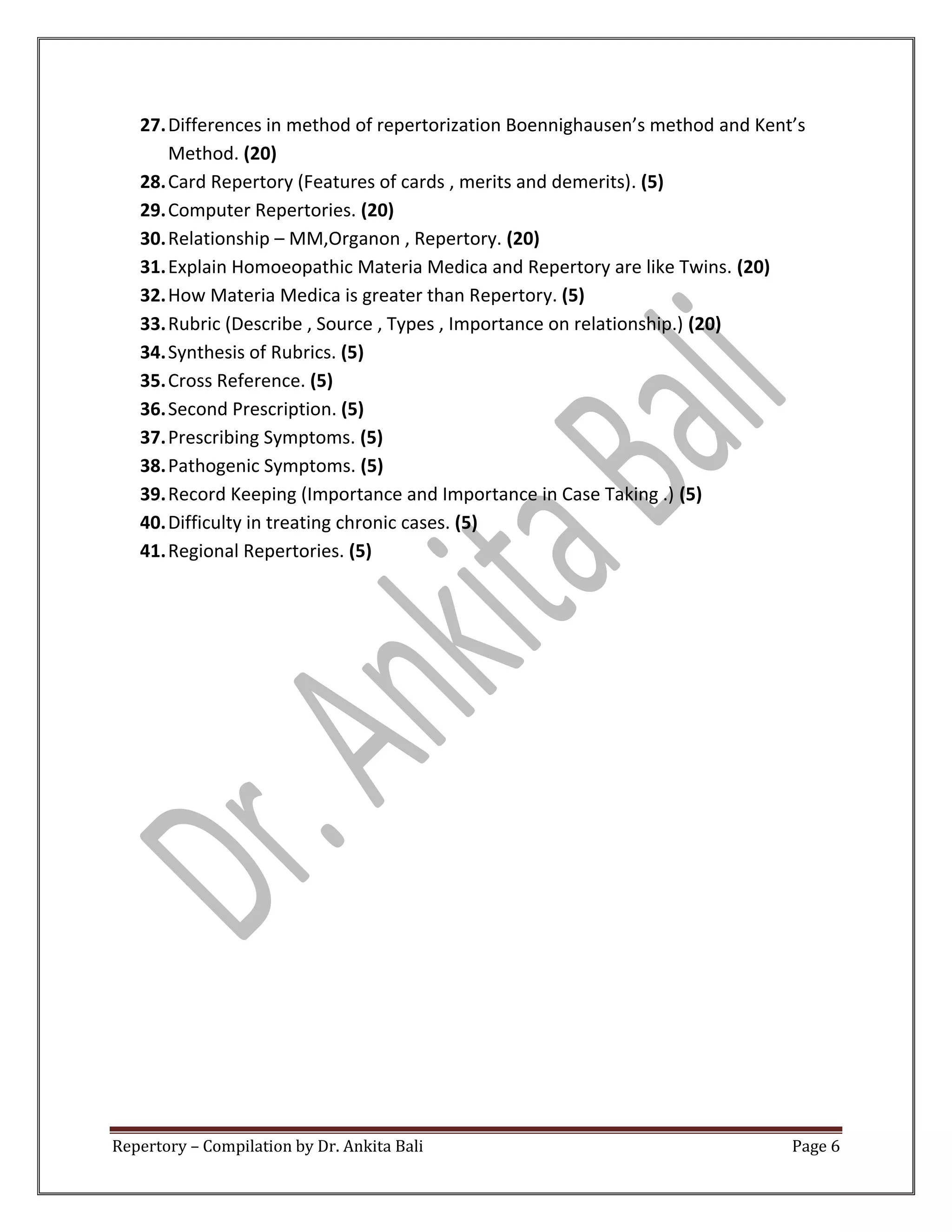 10 year papers compilation of Repertory | PDF