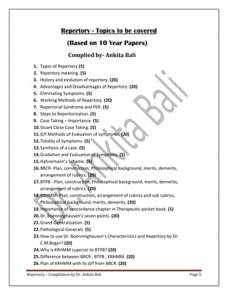 10 year papers compilation of Repertory | PDF