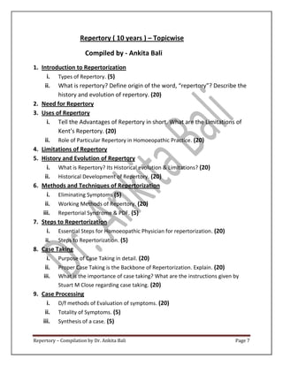 10 year papers compilation of Repertory | PDF