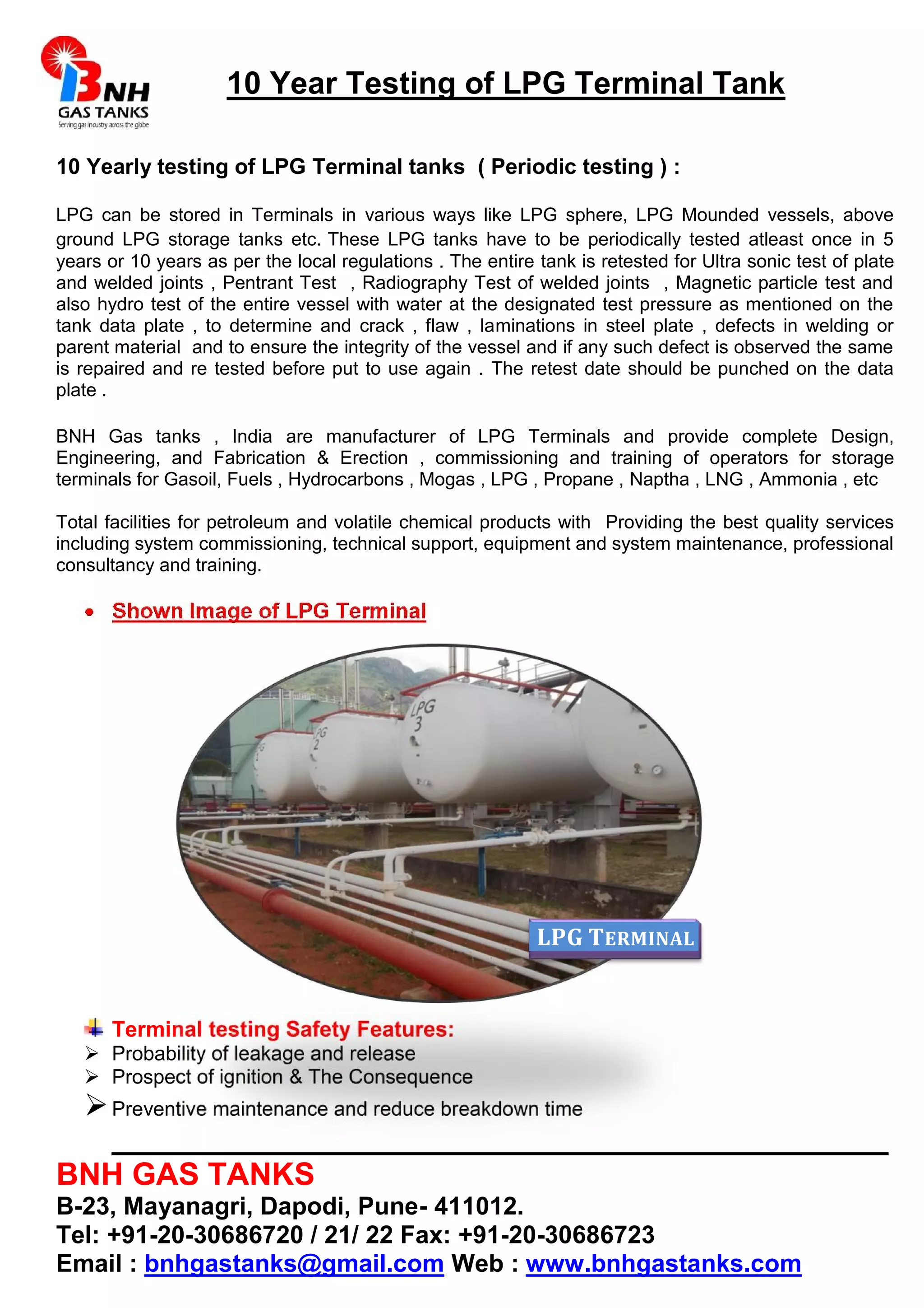 10 year testing of lpg terminal | PDF