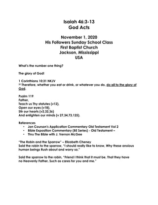 11-01-20, Isaiah 46;3-13, God Acts | PDF
