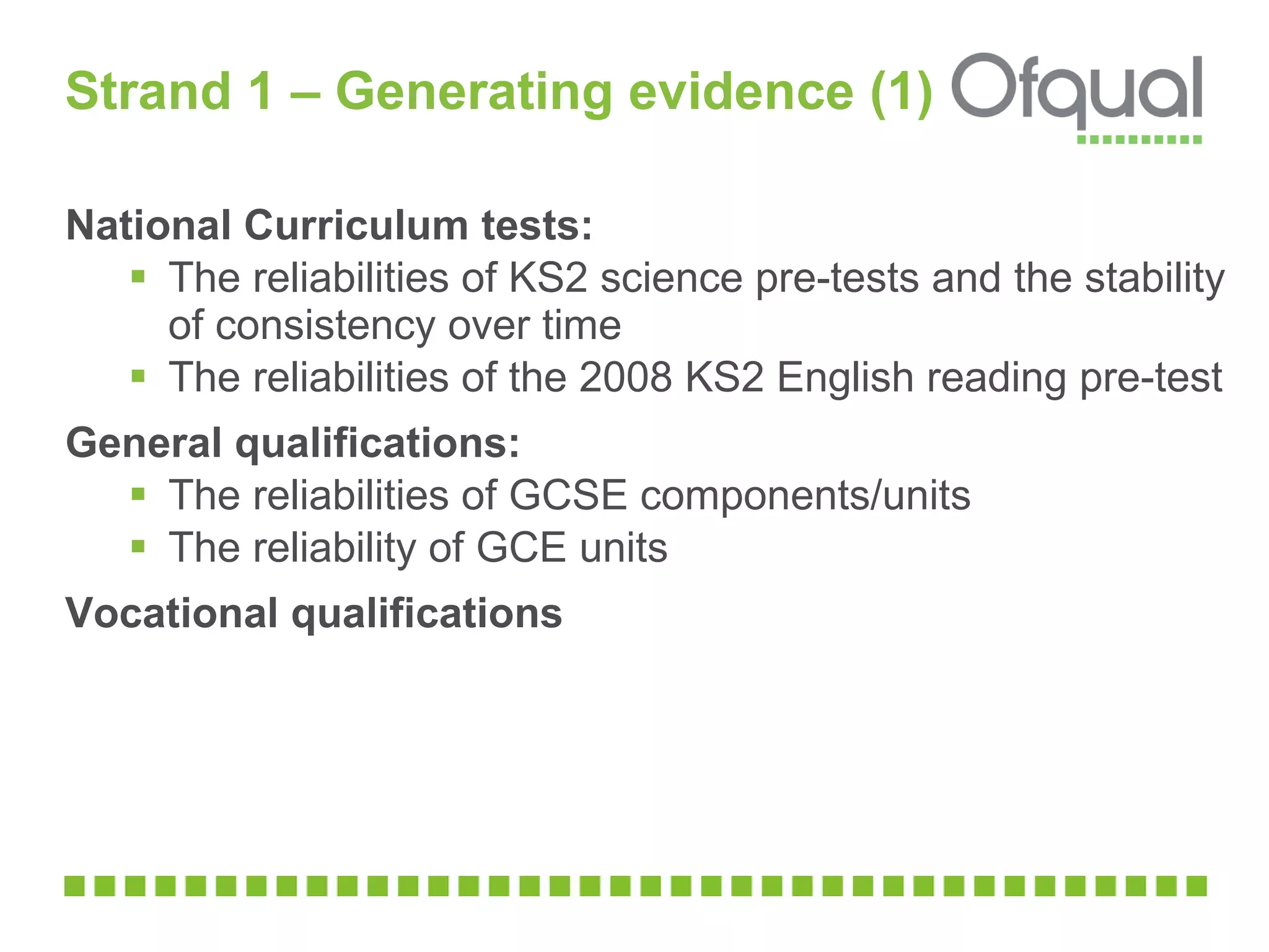 The Reliability Programme: Leading the way to better tests and ...
