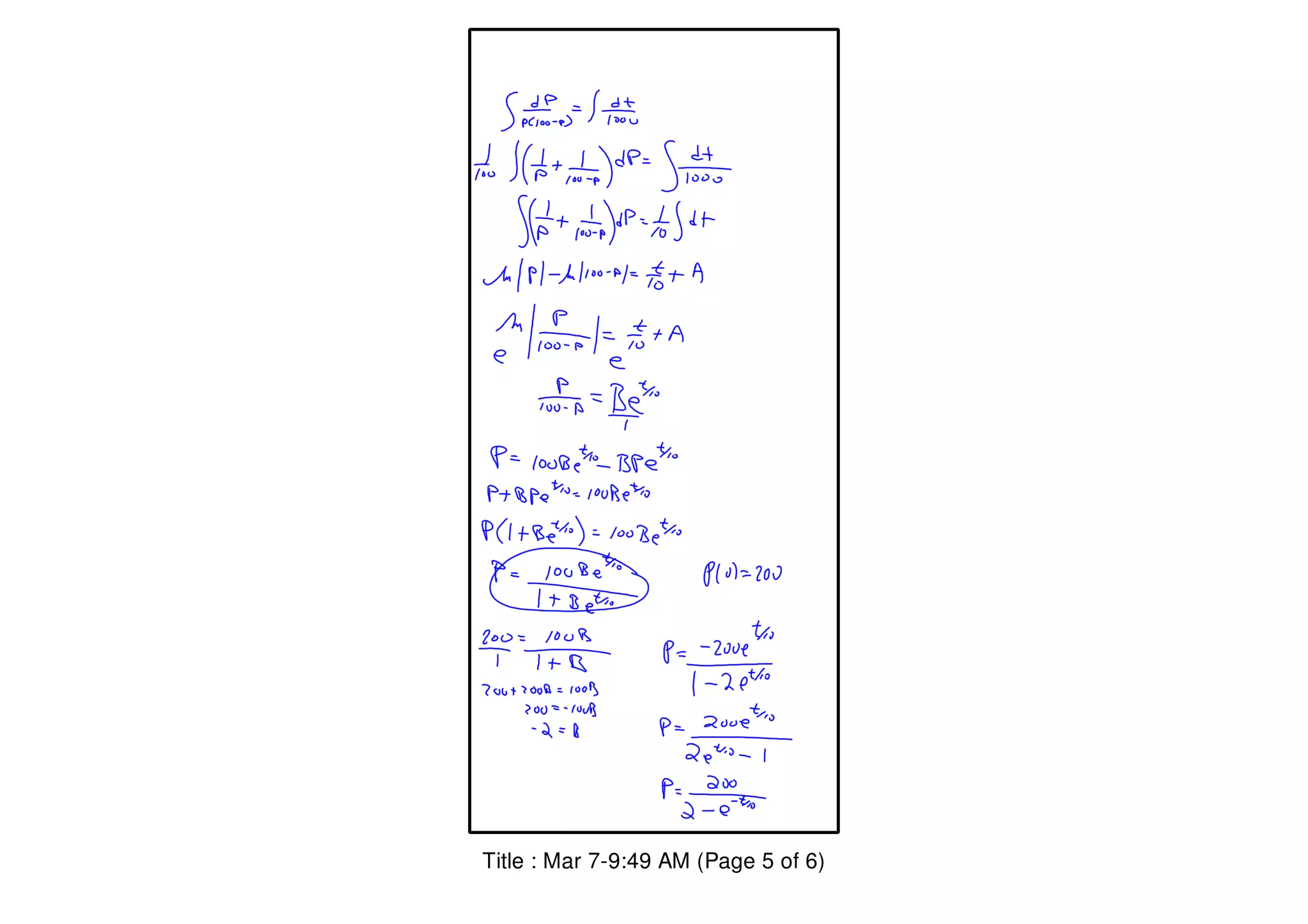 AP Calculus BC: 11-07 Harvard Text, Logistic Model! | PPT