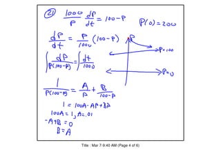 AP Calculus BC: 11-07 Harvard Text, Logistic Model! | PPT