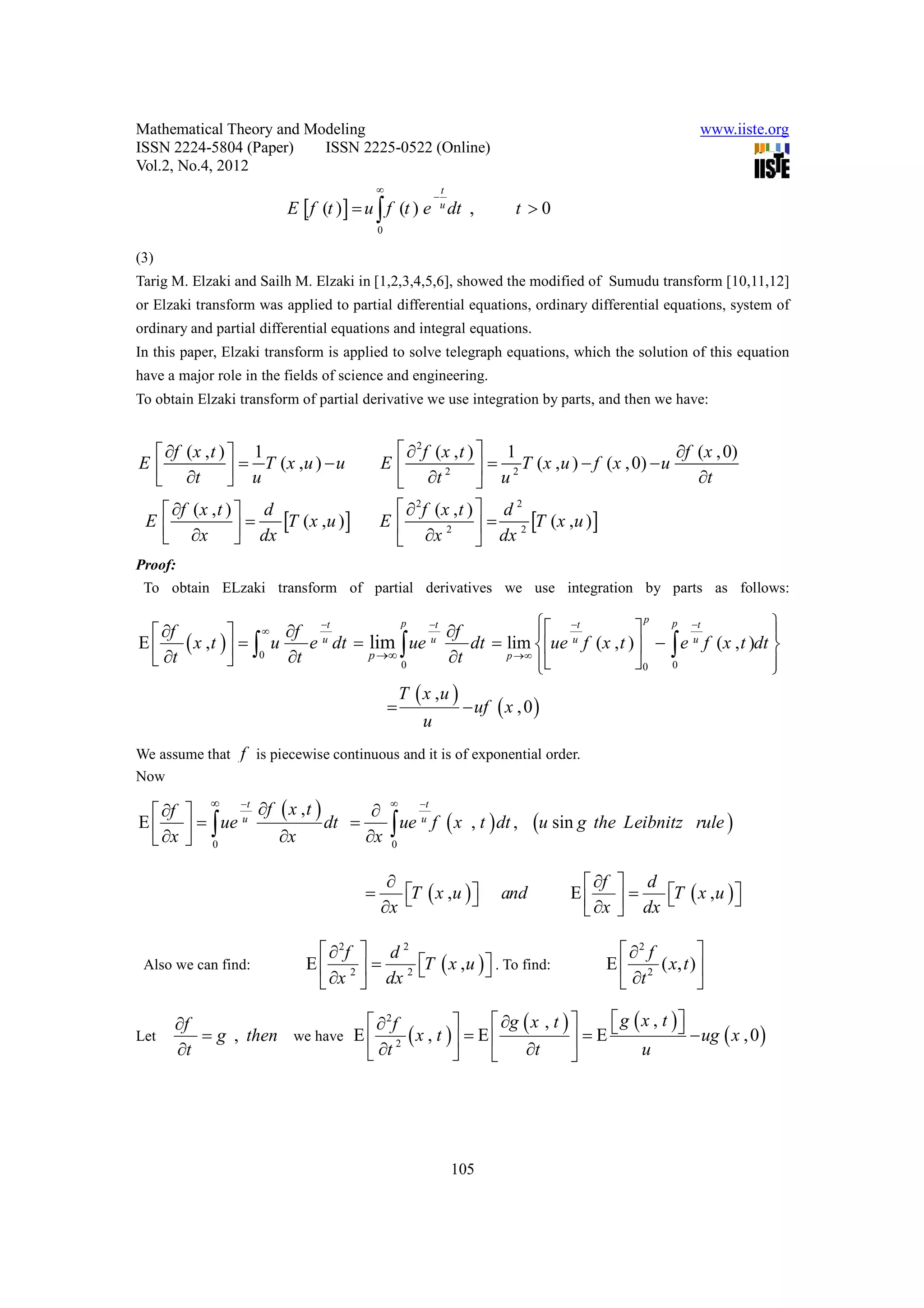 11.[104 111]analytical solution for telegraph equation by modified of sumudu transform elzaki ...
