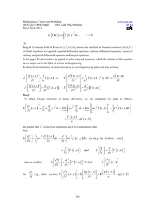 11.[104 111]analytical solution for telegraph equation by modified of sumudu transform elzaki ...