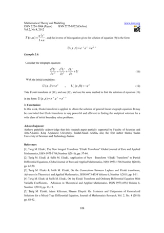 11.[104 111]analytical solution for telegraph equation by modified of sumudu transform elzaki ...