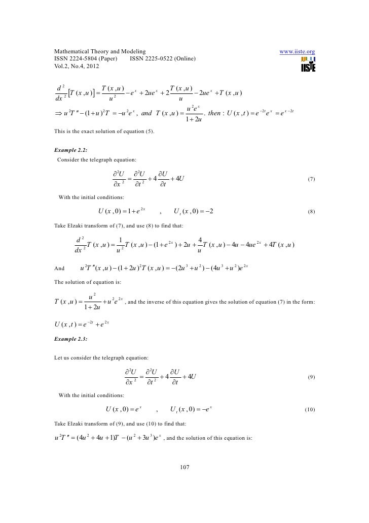 11 [104 111]analytical Solution For Telegraph Equation By Modified Of…