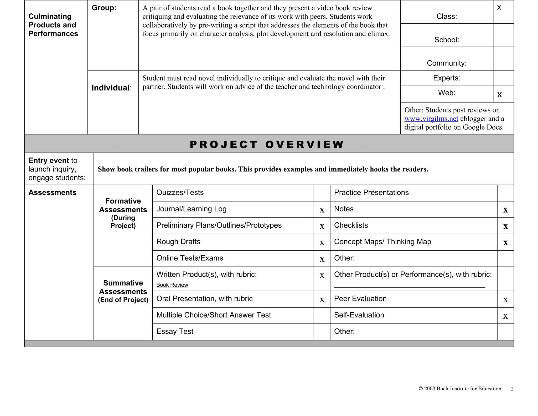 First PBL Project: Book trailer | DOC
