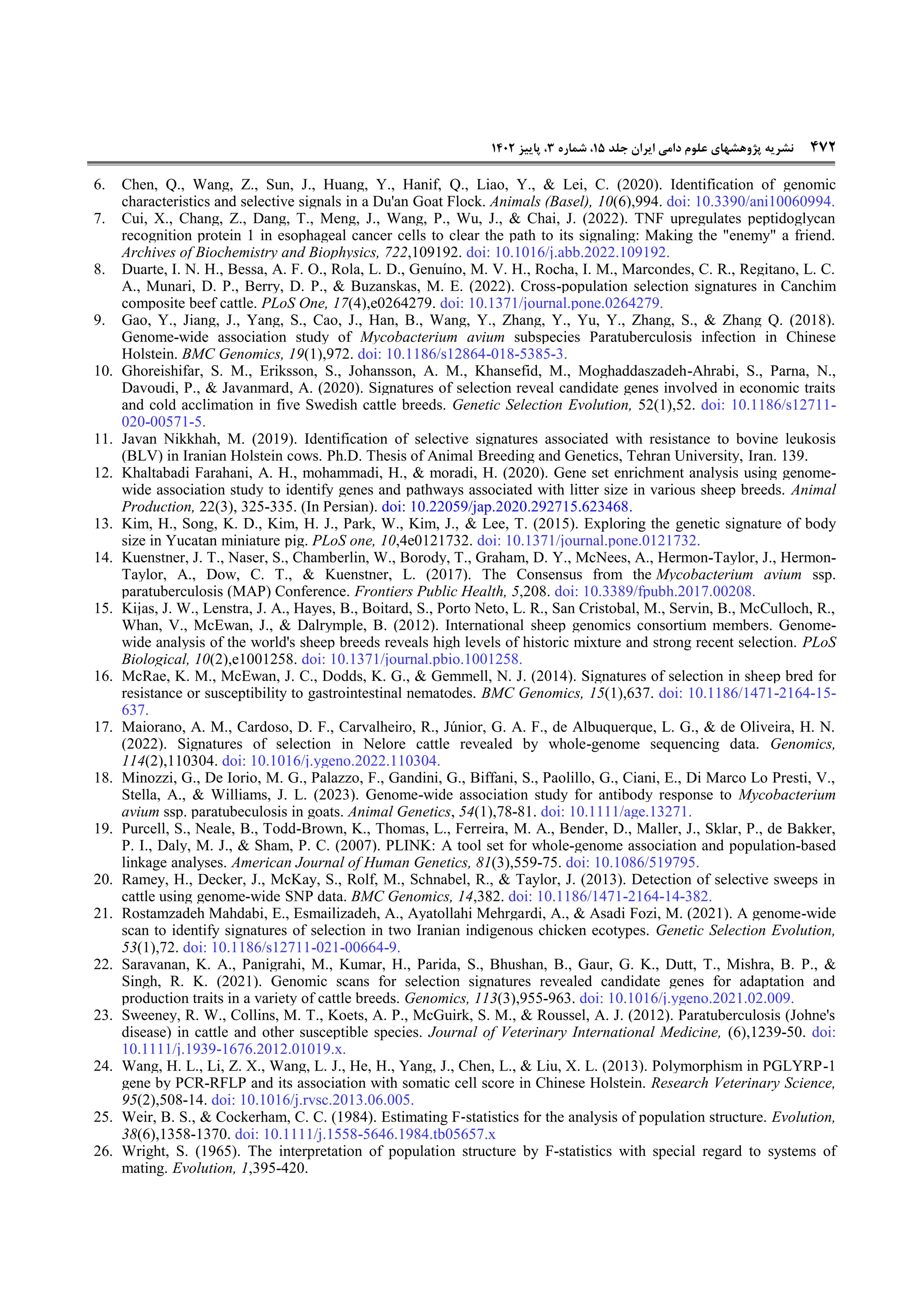 Identification of Selective Signatures Associated with Resistance to ...