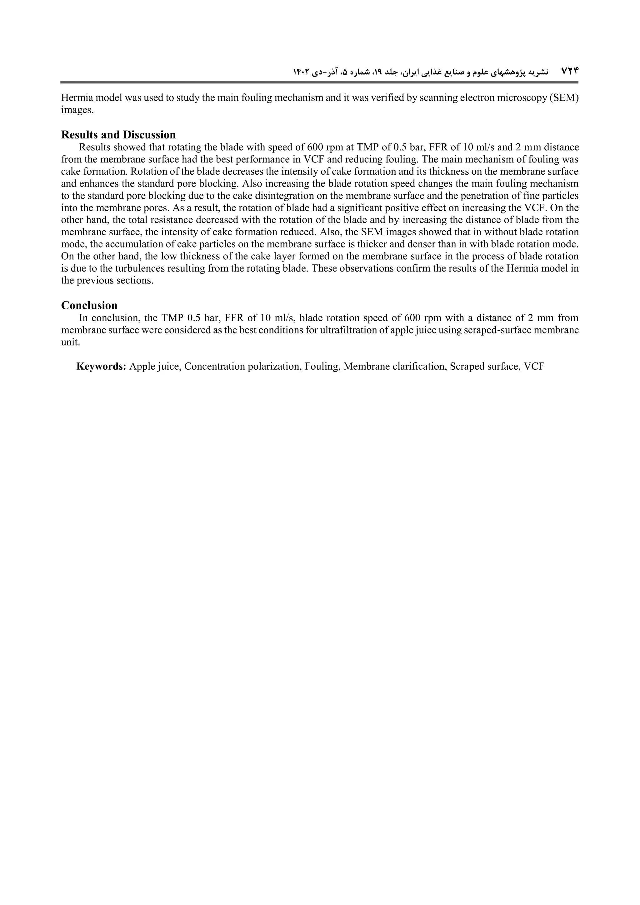 Evaluation of the Fouling Phenomenon During Membrane Clarification of ...