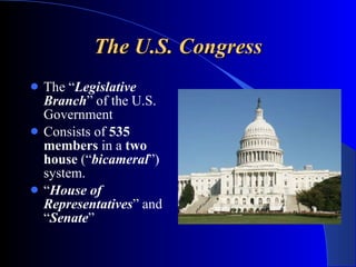 The Legislative Branch - How Congress is Organized | PPT