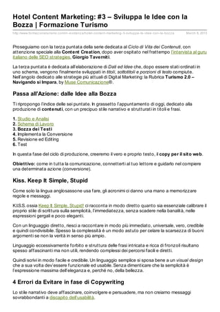 Hotel Content Marketing: #3 – Sviluppa le Idee con la Bozza | PDF