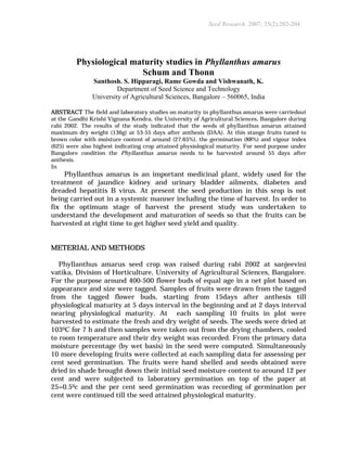 11. physiological maturity studies in phyllanthus amarus | PDF