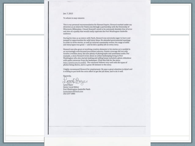 Howard Sapiro Letters of Recommendation Slideshow | PDF