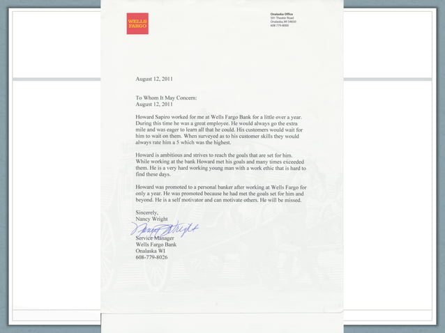 Howard Sapiro Letters of Recommendation Slideshow | PDF