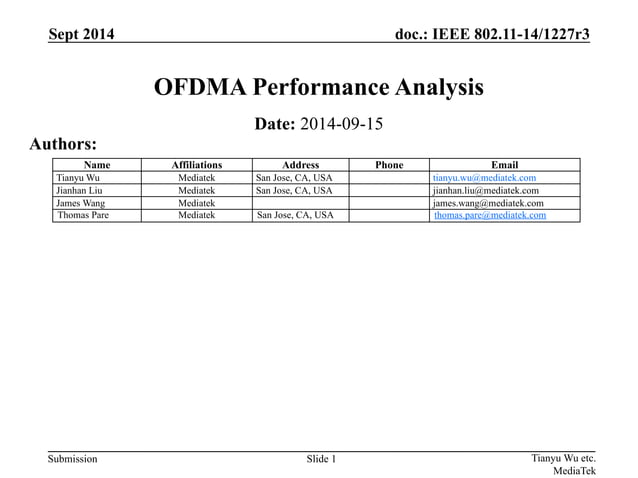 11-14-1227-03-00ax-ofdma-performance-analysis.pptx | Computer Networking | Computing