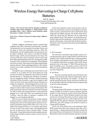Wireless Energy Harvesting to Charge Cell phone Batteries | PDF