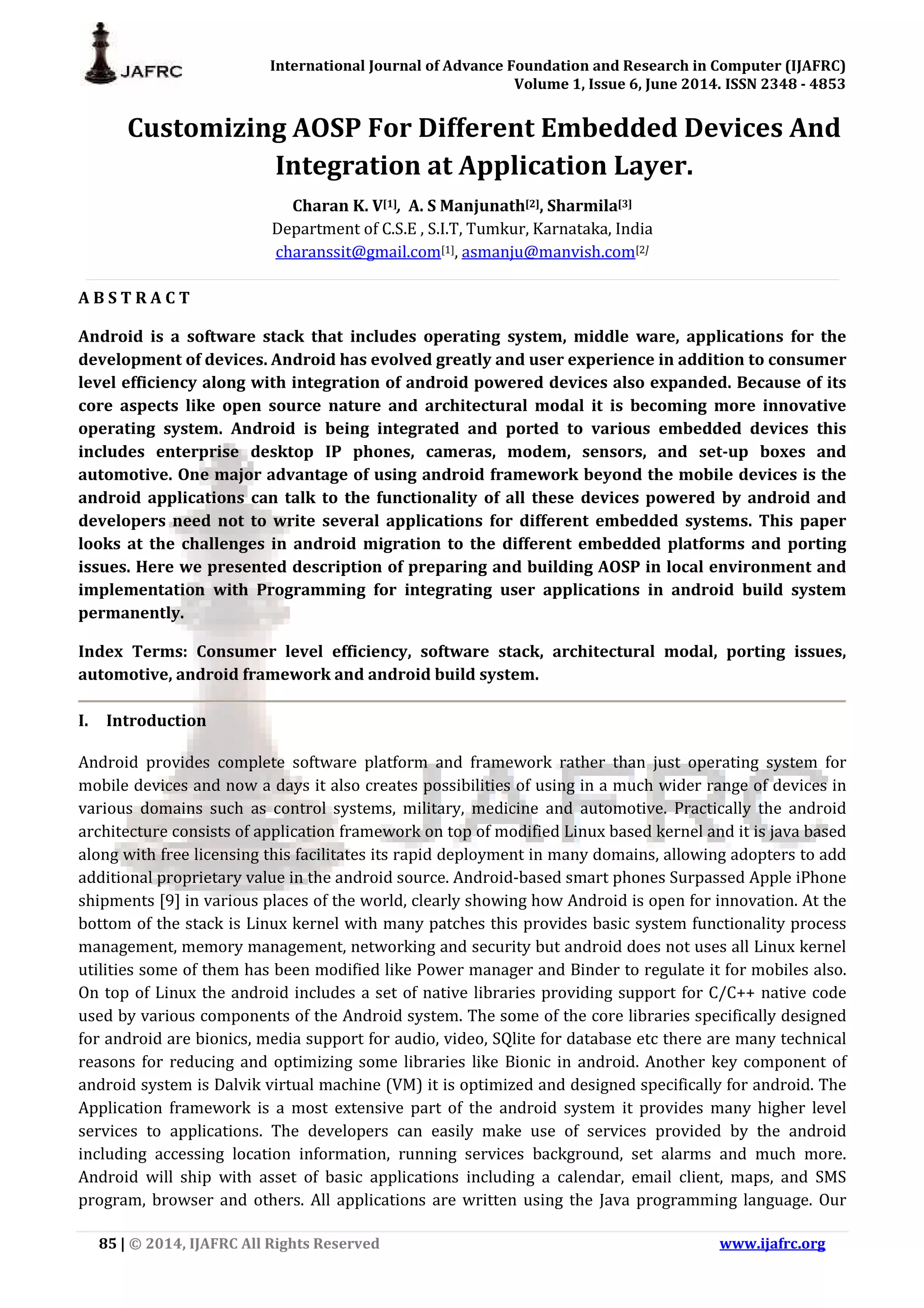 Customizing AOSP For Different Embedded Devices And Integration at Application Layer. | PDF ...