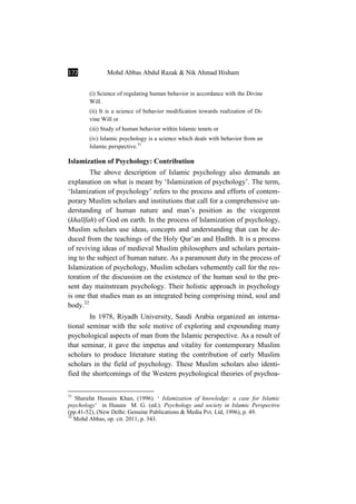 Islamic Psychology and the Call for Islamization of Modern Psychology ...