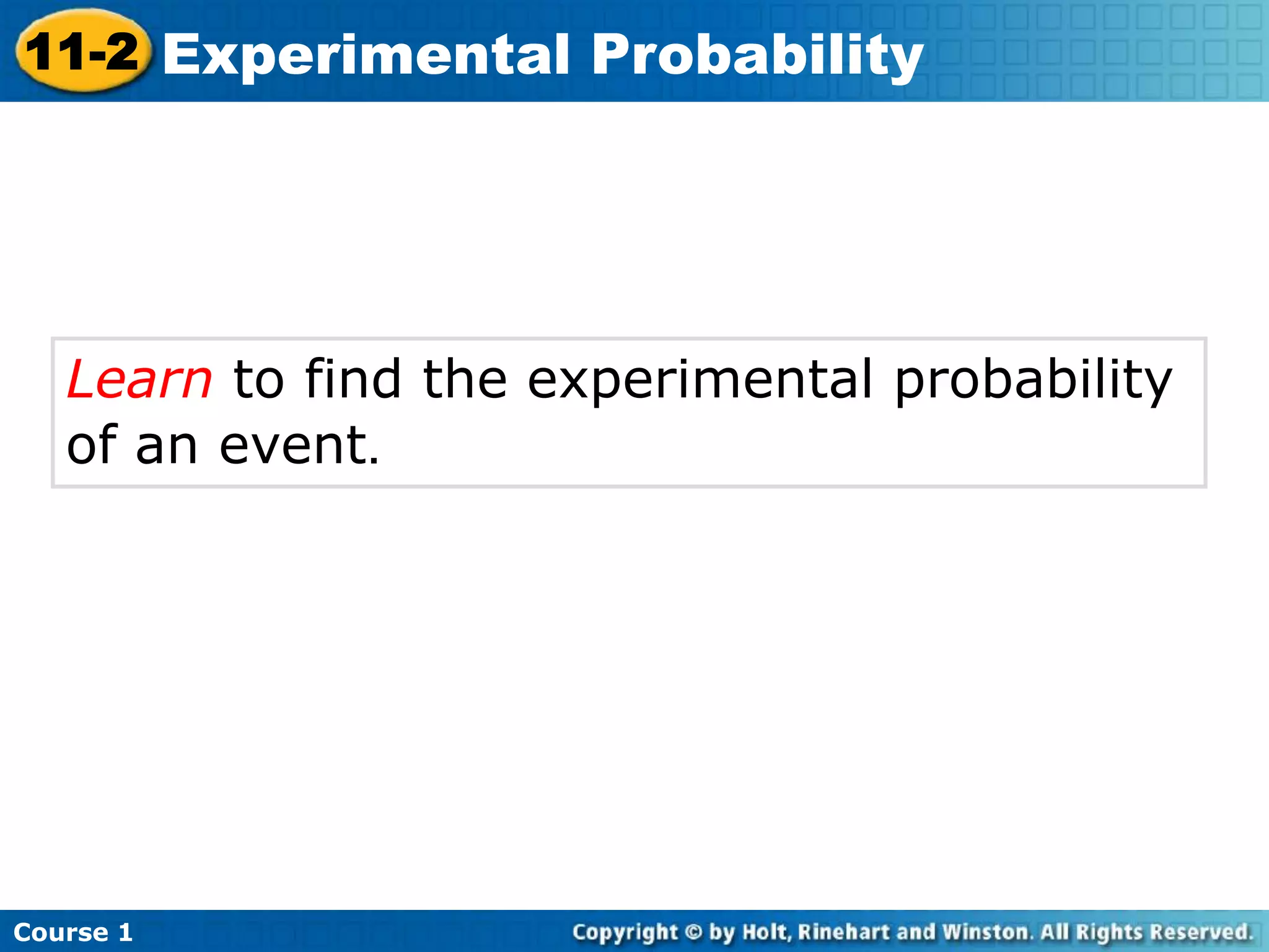 11.2 experimental probability | PDF