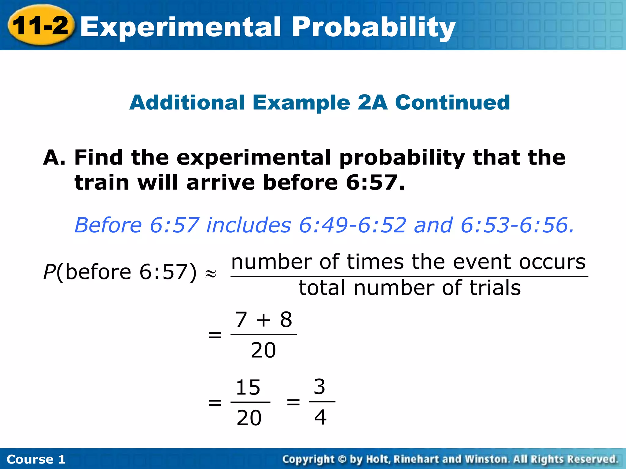 11.2 experimental probability | PDF