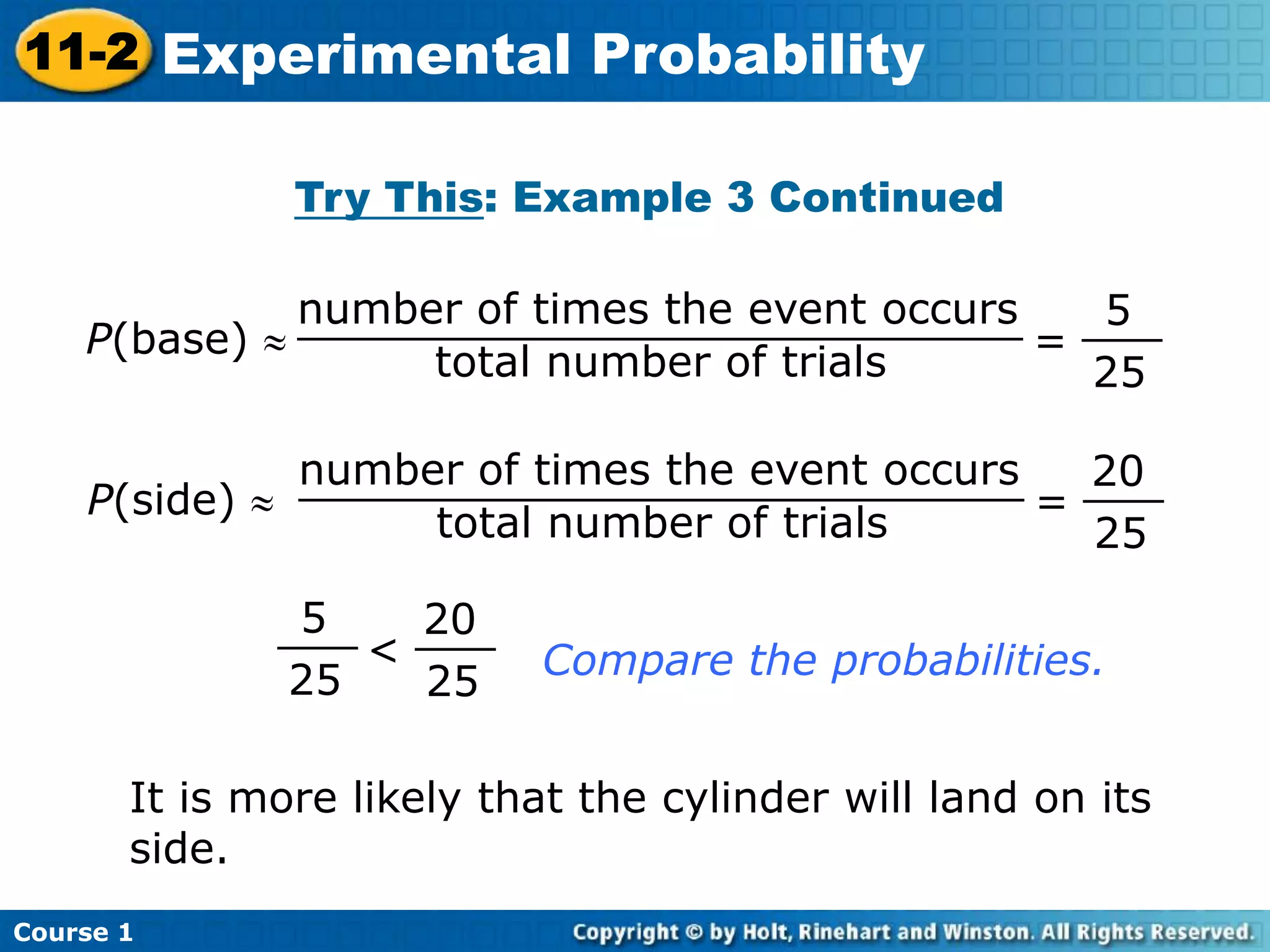 11.2 experimental probability | PDF
