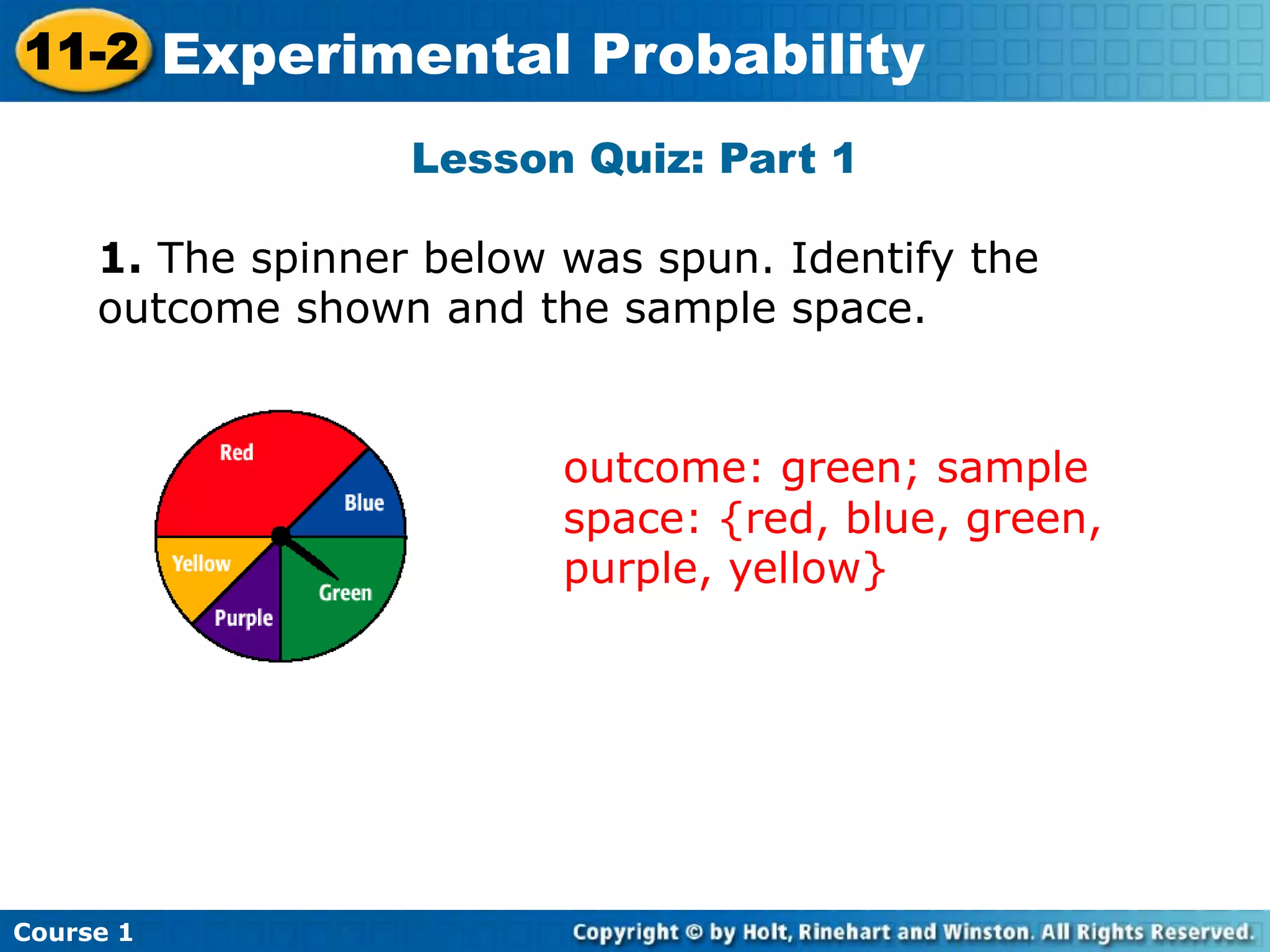 11.2 experimental probability | PDF