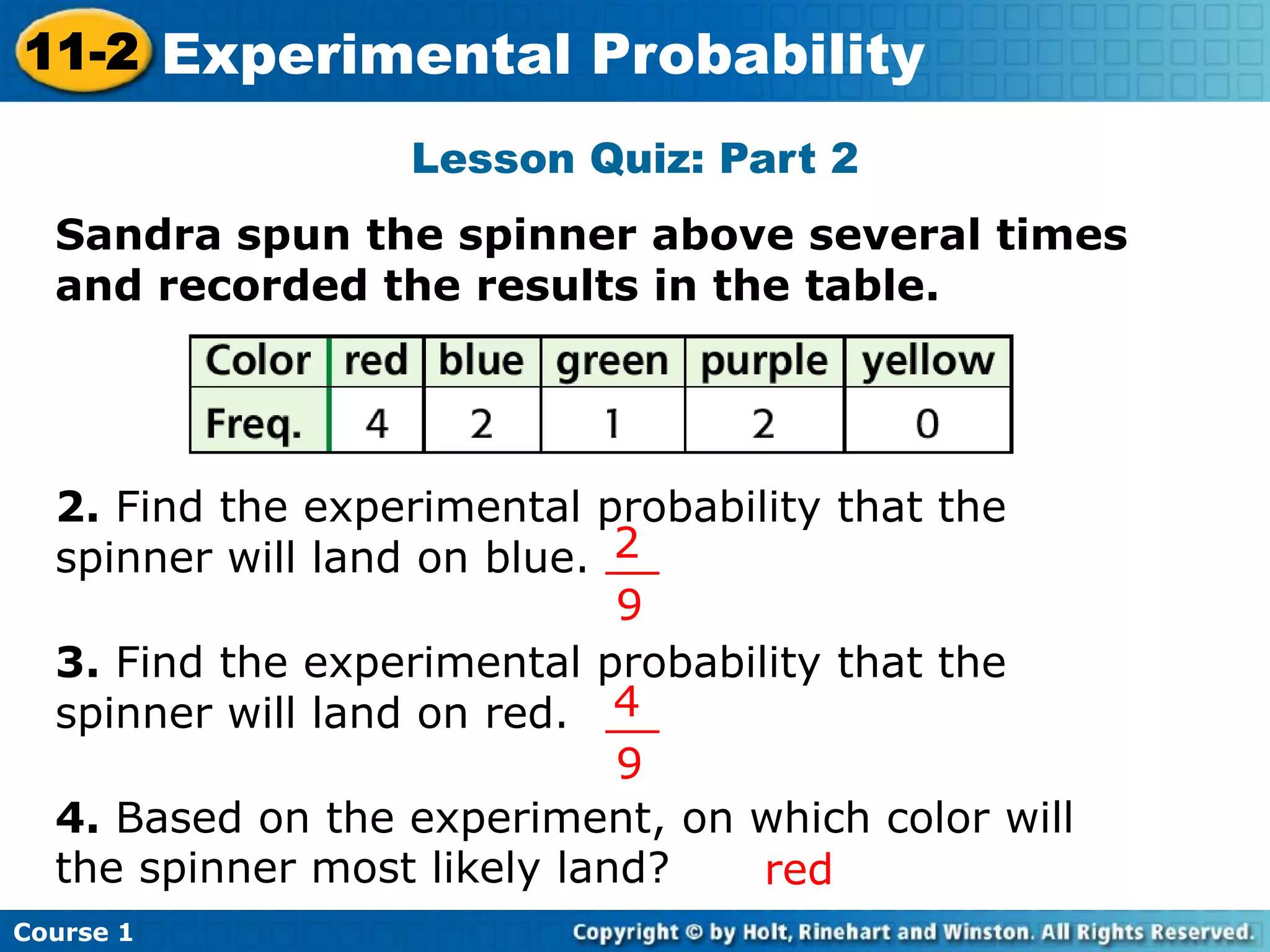11.2 experimental probability | PDF