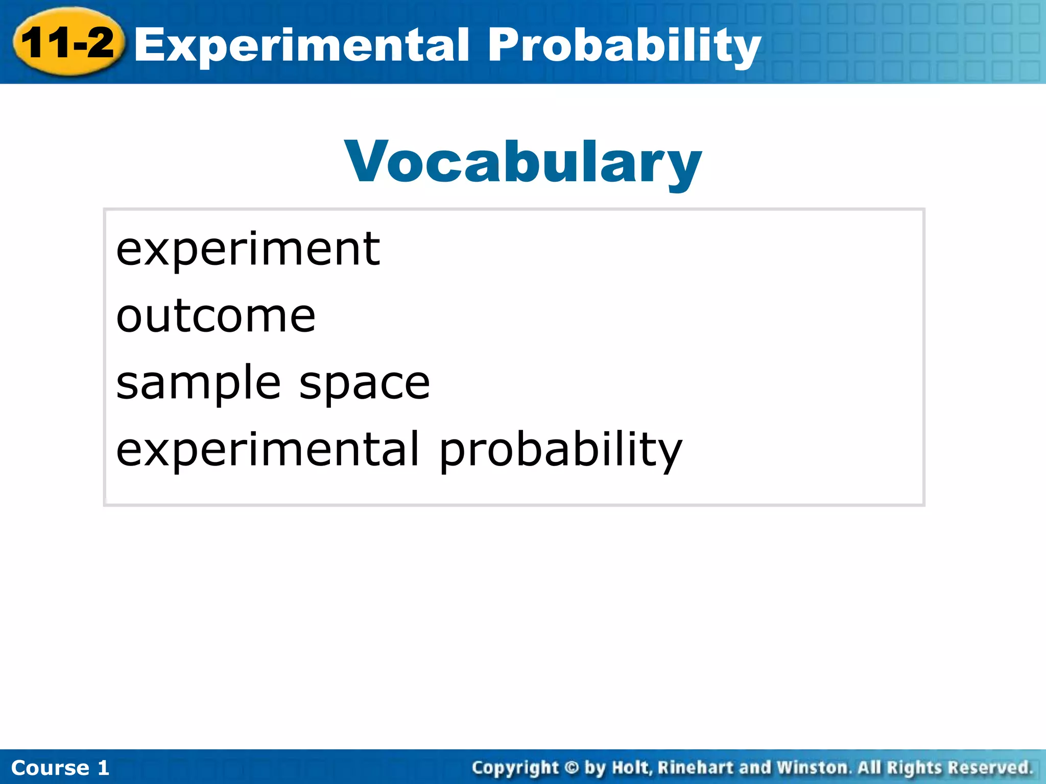 11.2 experimental probability | PDF