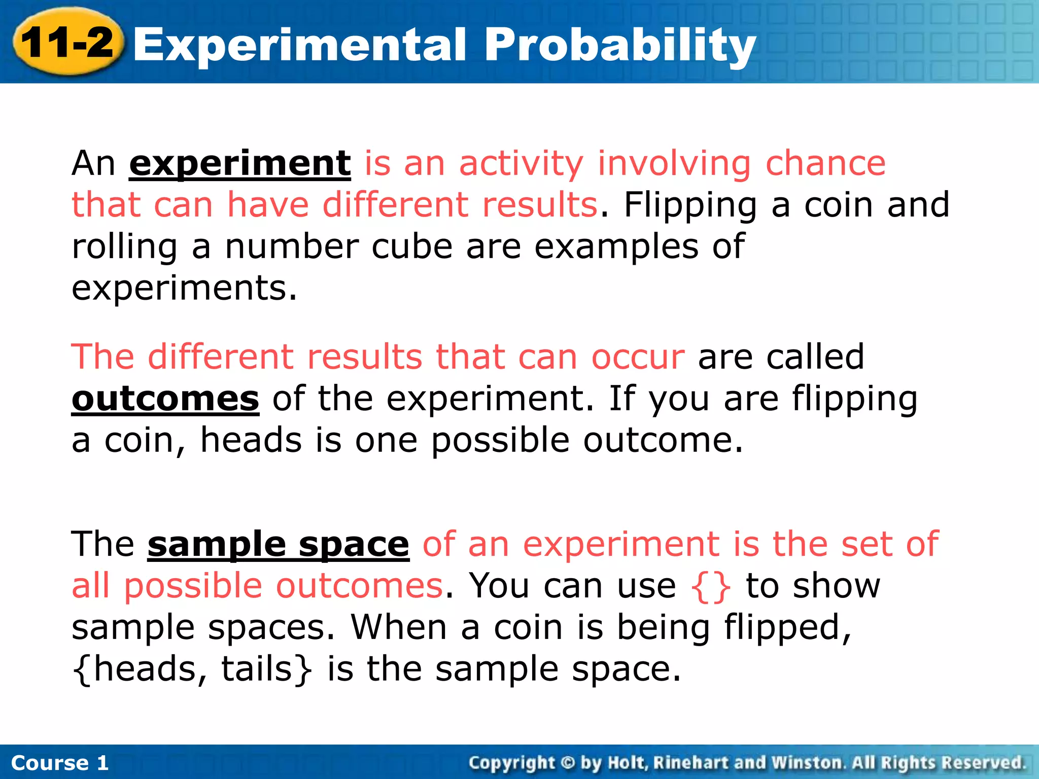 11.2 experimental probability | PDF