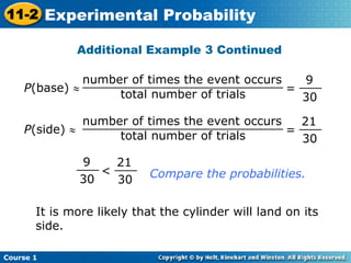 11.2 experimental probability | PDF